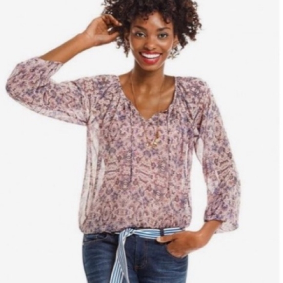 CAbi | Tops | Cabi Siena Floral Chiffon Boho Peasant Blouse 528 | Poshmark